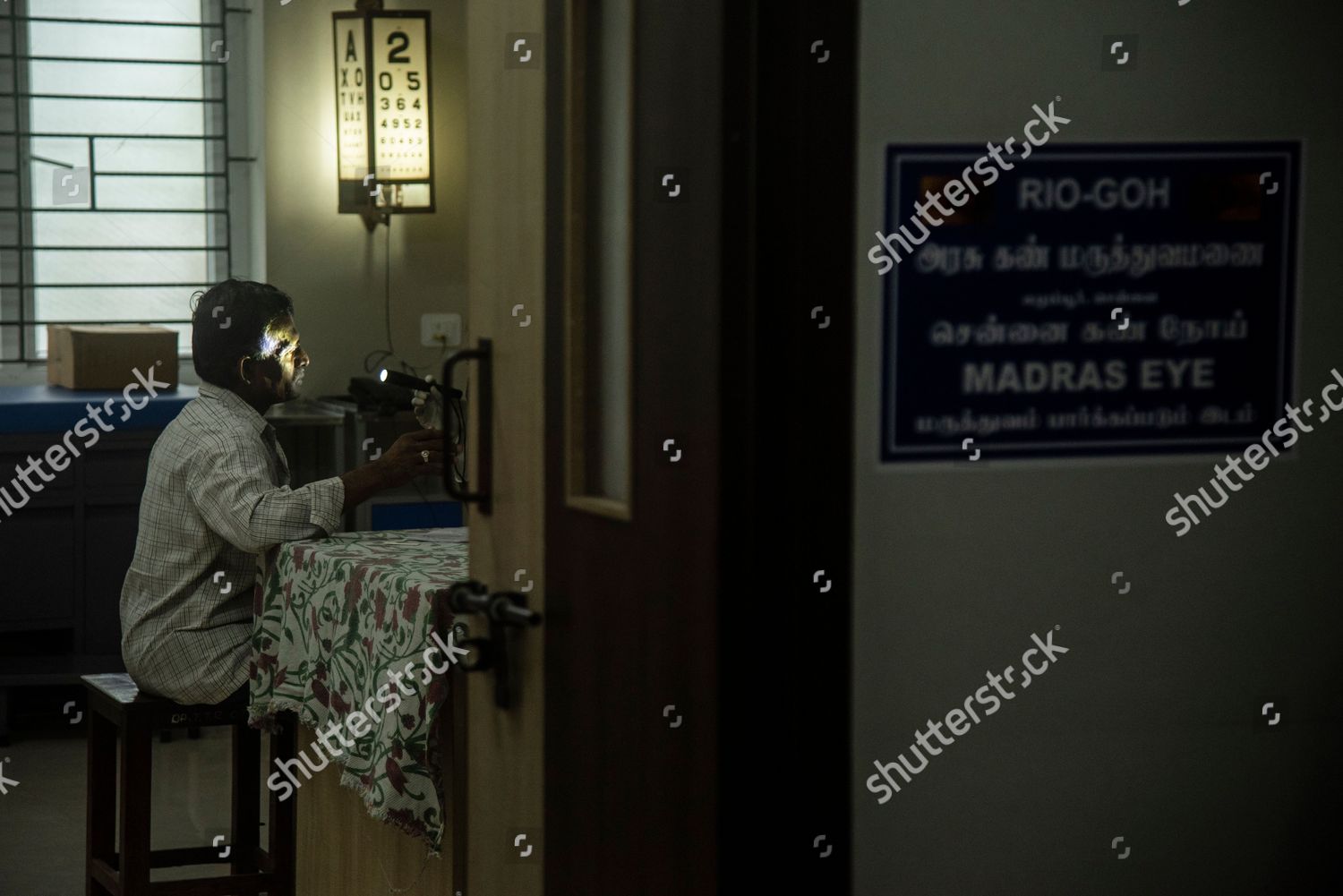 Indian Doctor Uses Torch Examine Eye Editorial Stock Photo - Stock ...