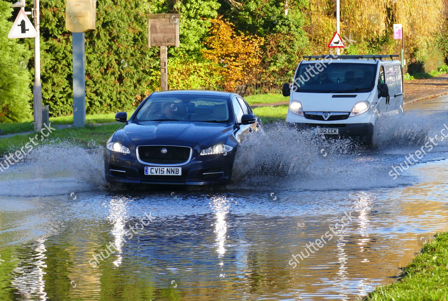 Vehicles Drive Through Flood Waters Buckingham Editorial Stock Photo ...