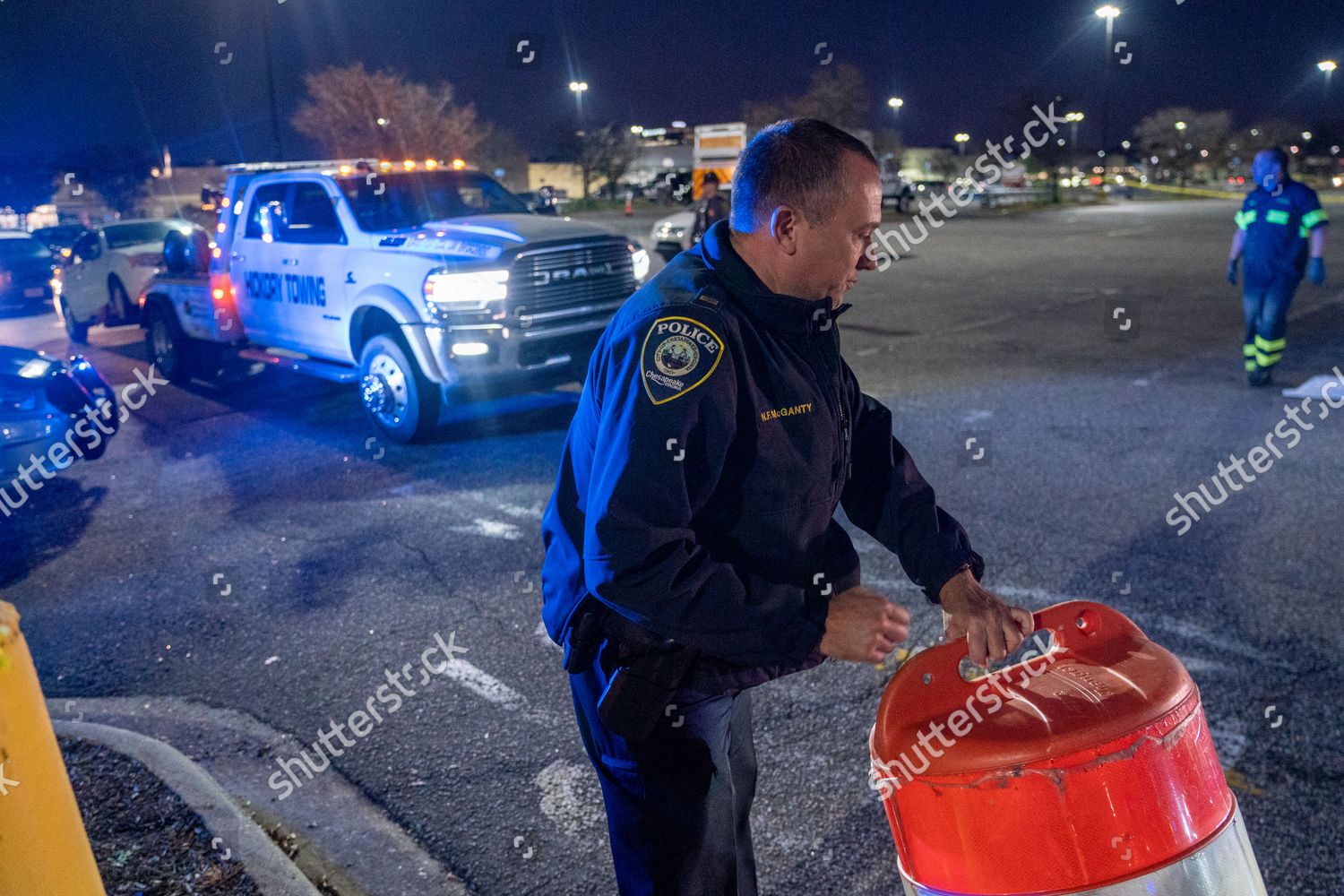 Chesapeake Police Officer Opens Road Block Editorial Stock Photo ...