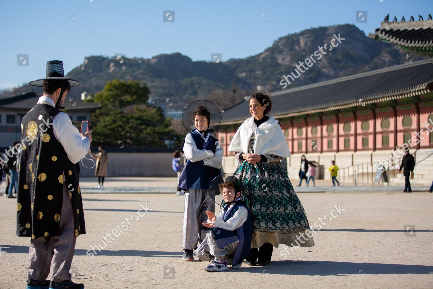 Tourists Wearing Traditional Hanbok Dresses Pose Editorial Stock Photo ...
