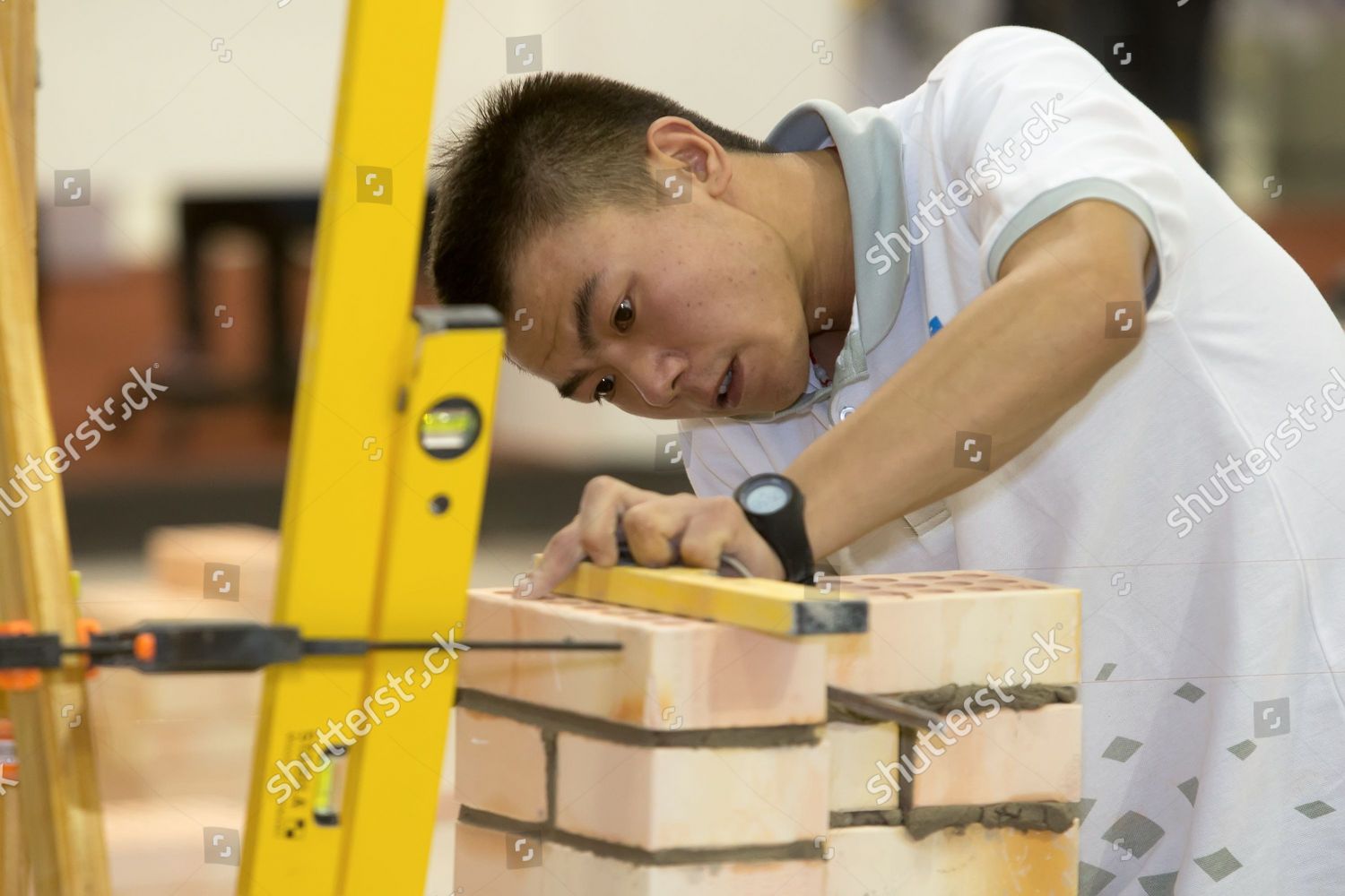 Zou Bin Participates Competition Bricklaying During Editorial Stock ...