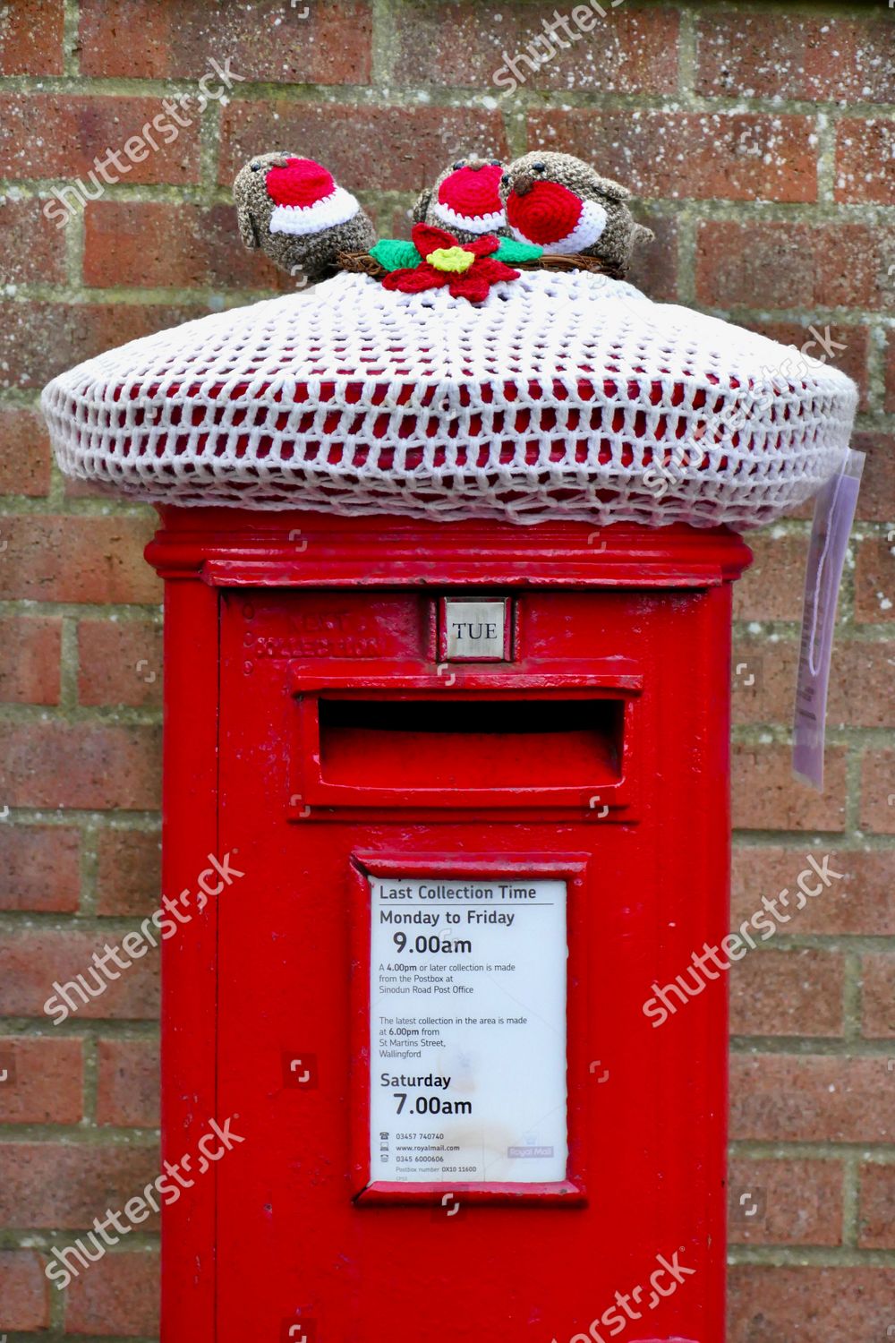 Christmas Post Box Toper Crocheted Robins Editorial Stock Photo - Stock ...