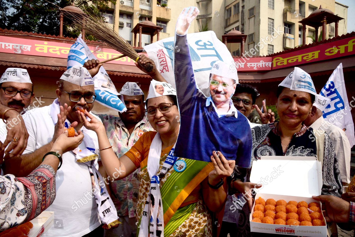 Aam Admi Party Workers Celebrate Delhi Editorial Stock Photo - Stock ...