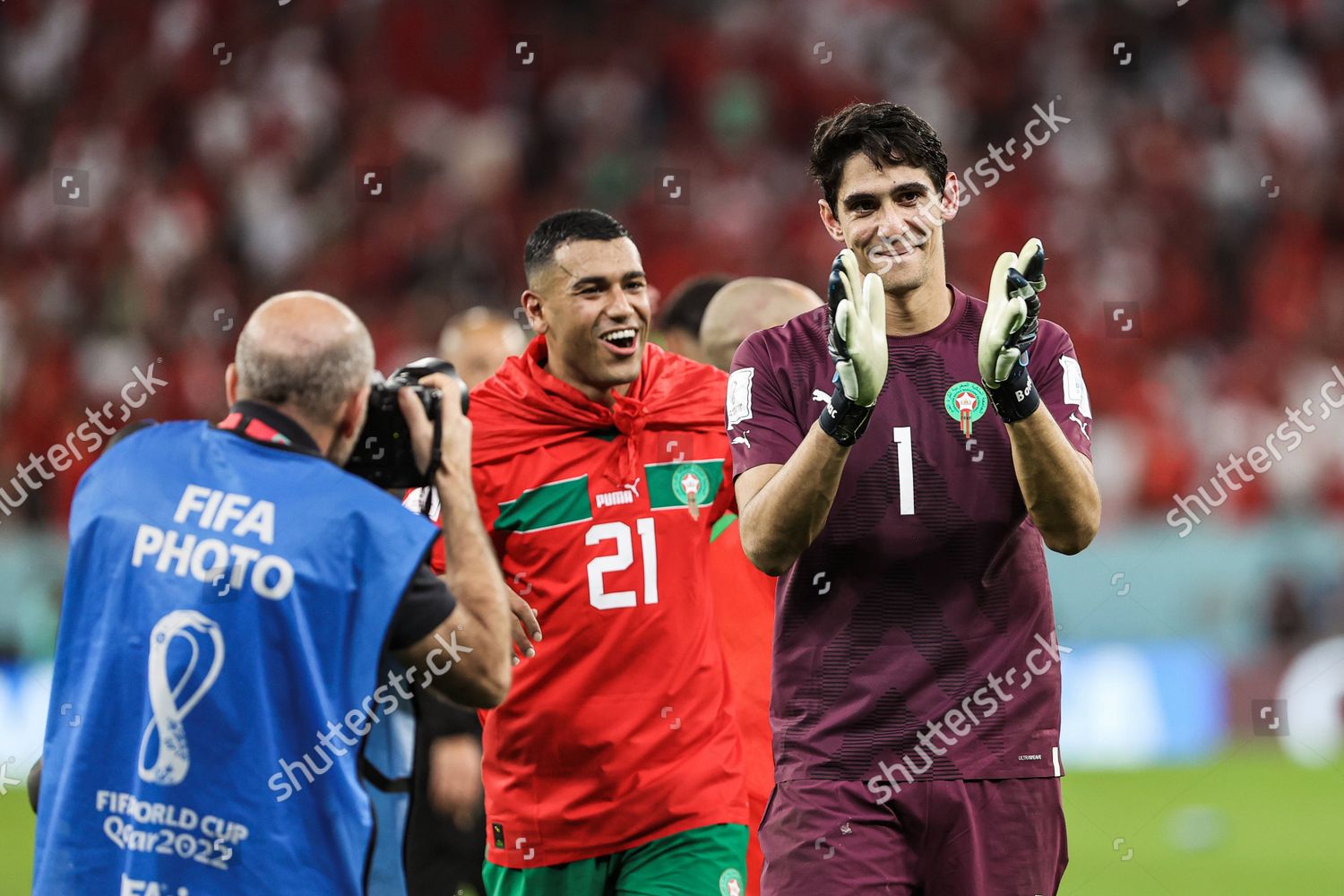 Morocco Goalkeeper Yassine Bounou Right Speaks Editorial Stock Photo ...