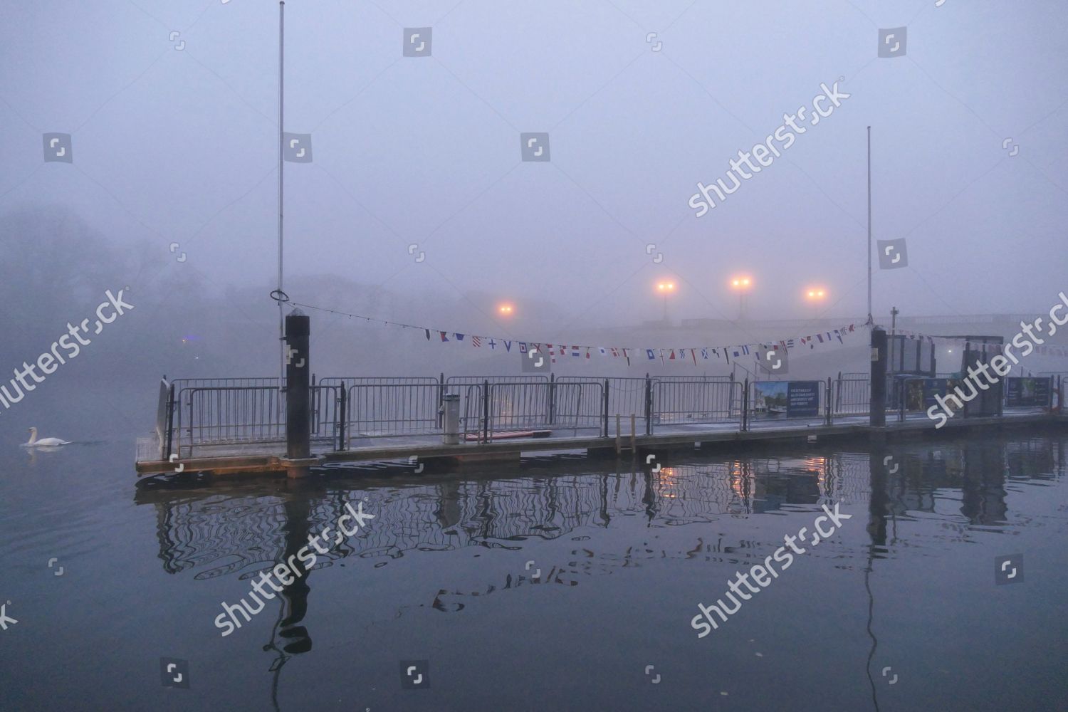 Freezing Fog Along Riverside First Light Editorial Stock Photo - Stock ...