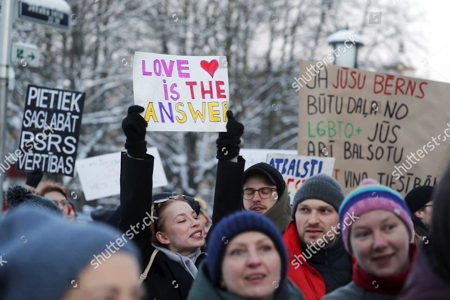 Participants Hold Posters During Picket Outside Editorial Stock Photo ...