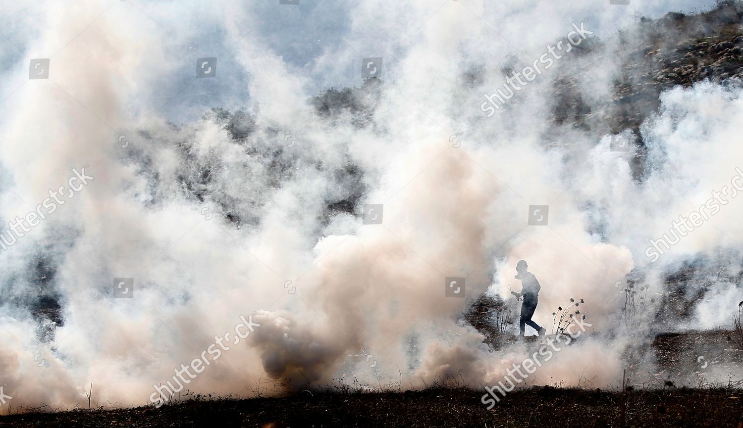 Palestinian Man Wears Gas Mask While Editorial Stock Photo - Stock ...