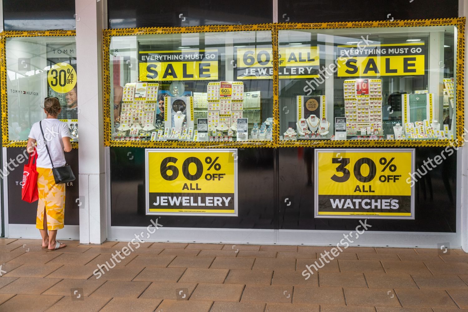 Shoppers Walk Past Sale Signs Shop Editorial Stock Photo - Stock Image ...
