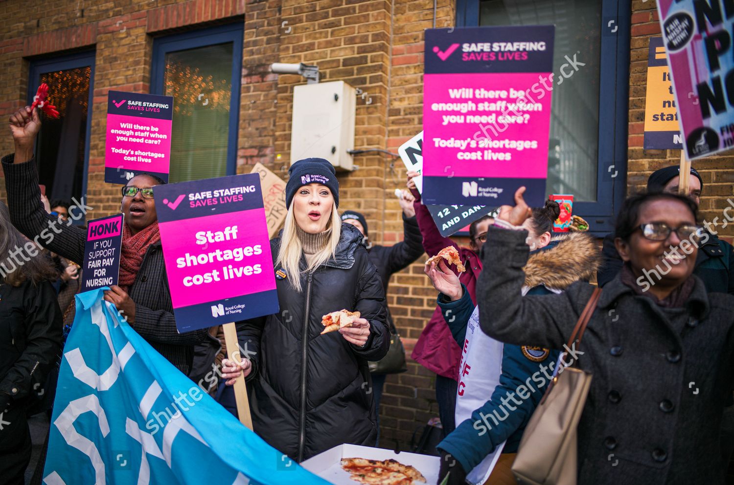 Striking Nurses Enjoy Pizza They Demonstrate Editorial Stock Photo ...
