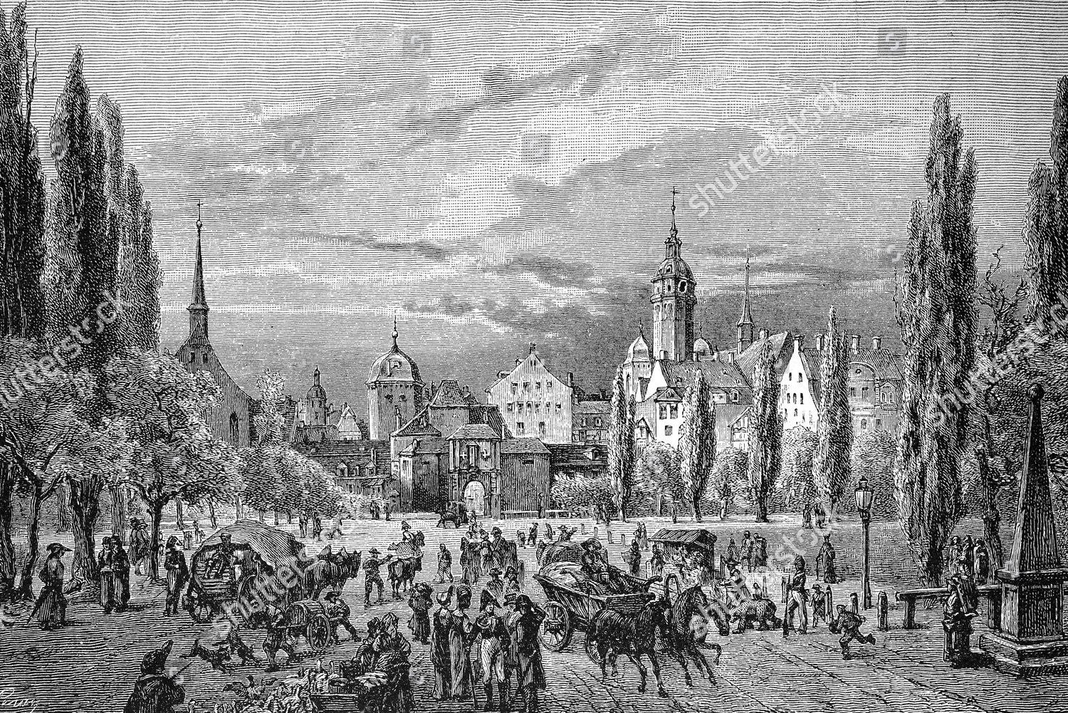Augustusplatz Leipzig 1810 Saxony Germany Historical Editorial Stock ...