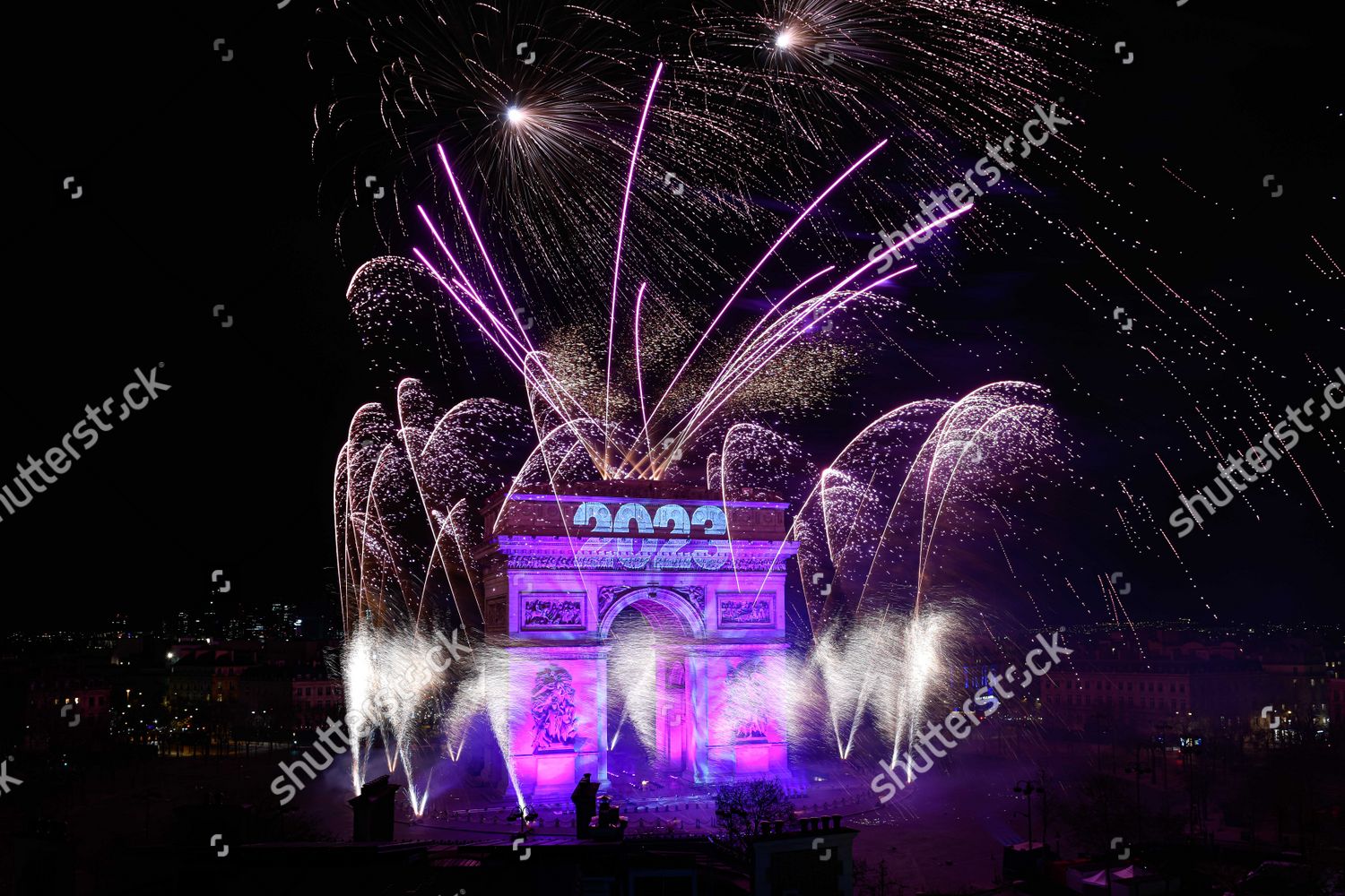 Fireworks Arch Triumph Arc De Triomphe Editorial Stock Photo - Stock ...