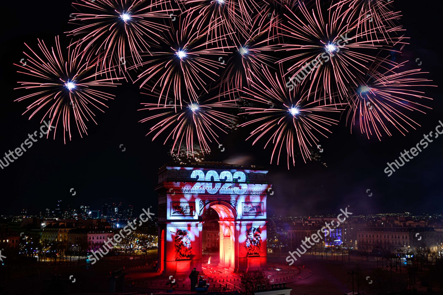 Fireworks Firework Arch Triumph Arc De Editorial Stock Photo - Stock ...