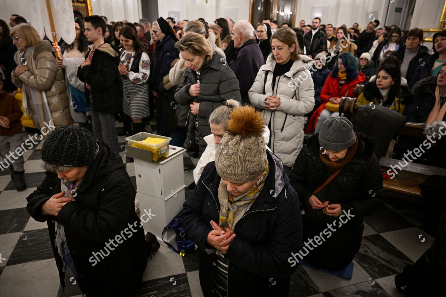 People Kneel Pray During Service On Editorial Stock Photo - Stock Image ...