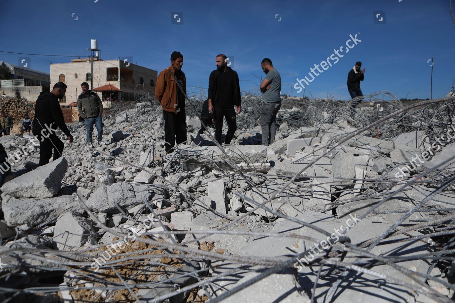 People Gather Around Rubble House After Editorial Stock Photo - Stock ...