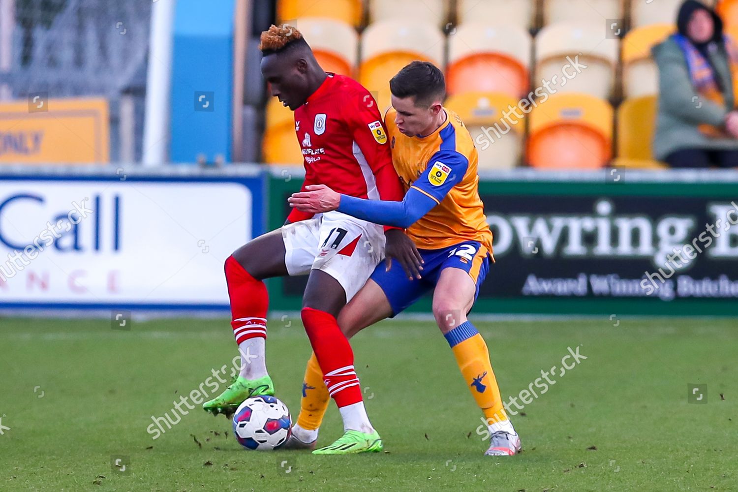 Callum Johnson Mansfield Town Challenges Daniel Editorial Stock Photo ...
