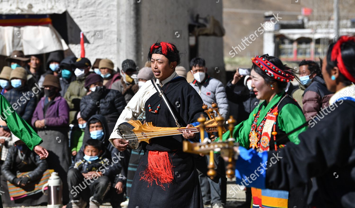 Actors Play Musical Instruments During Village Editorial Stock Photo ...