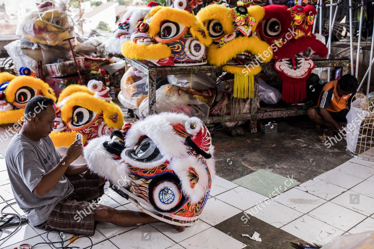 Craftsman Makes Traditional Costume Lion Head Editorial Stock Photo ...
