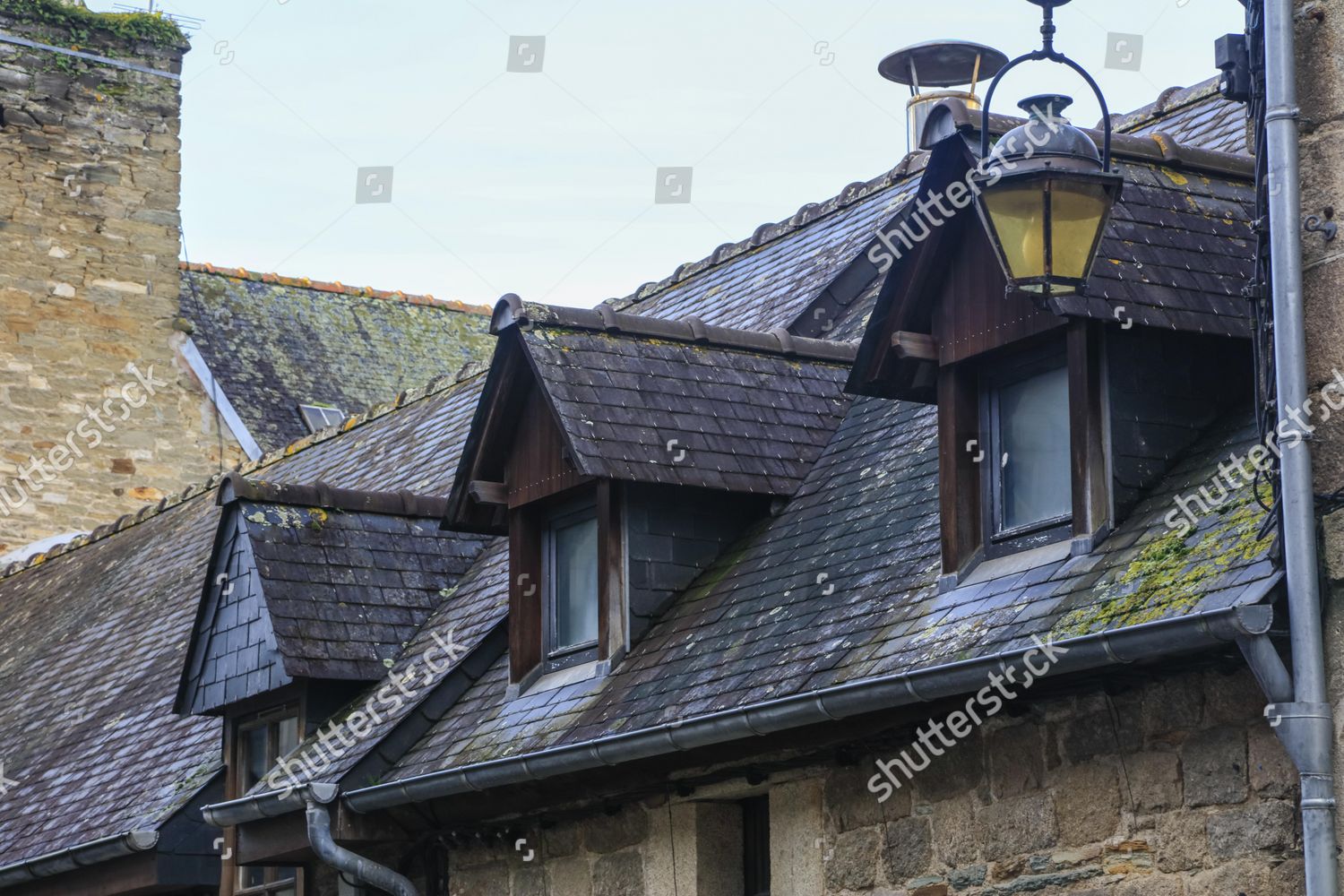 Dormer Windows Slate Roof Stone House Editorial Stock Photo - Stock ...
