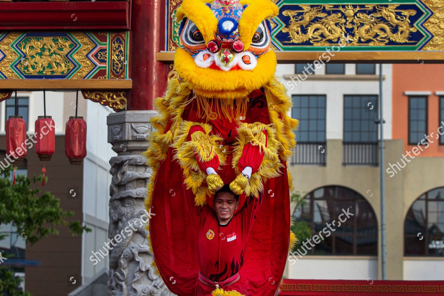 Traditional Lion Dance Performed During Chinese Editorial Stock Photo ...