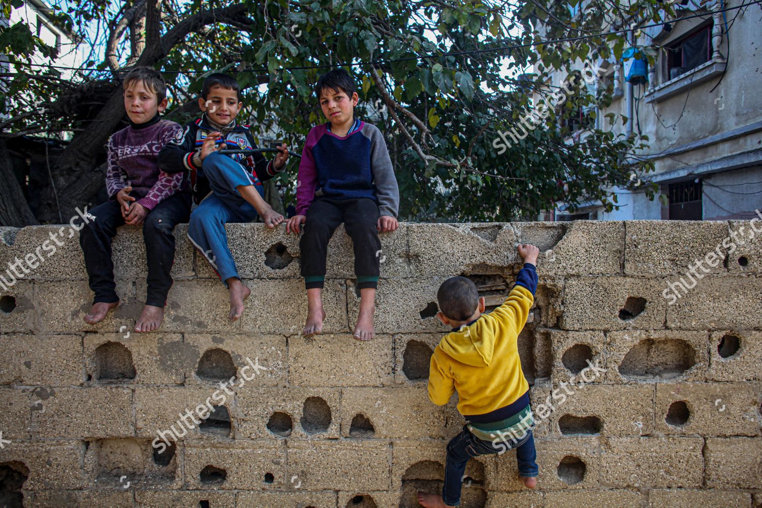 Palestinian Children Play Outside Their Homes Editorial Stock Photo ...