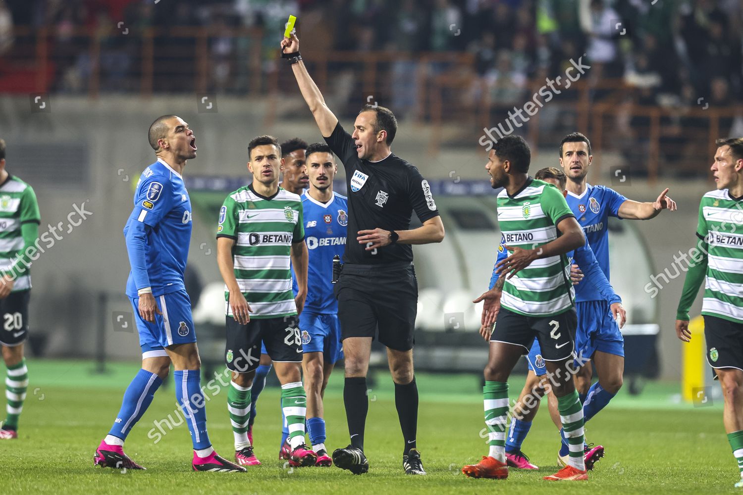 Referee Joao Pinheiro Shows Yellow Card Editorial Stock Photo - Stock ...