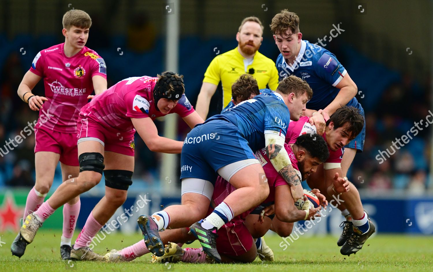 Rus Tuima Exeter Chiefs Tackled During Editorial Stock Photo - Stock ...