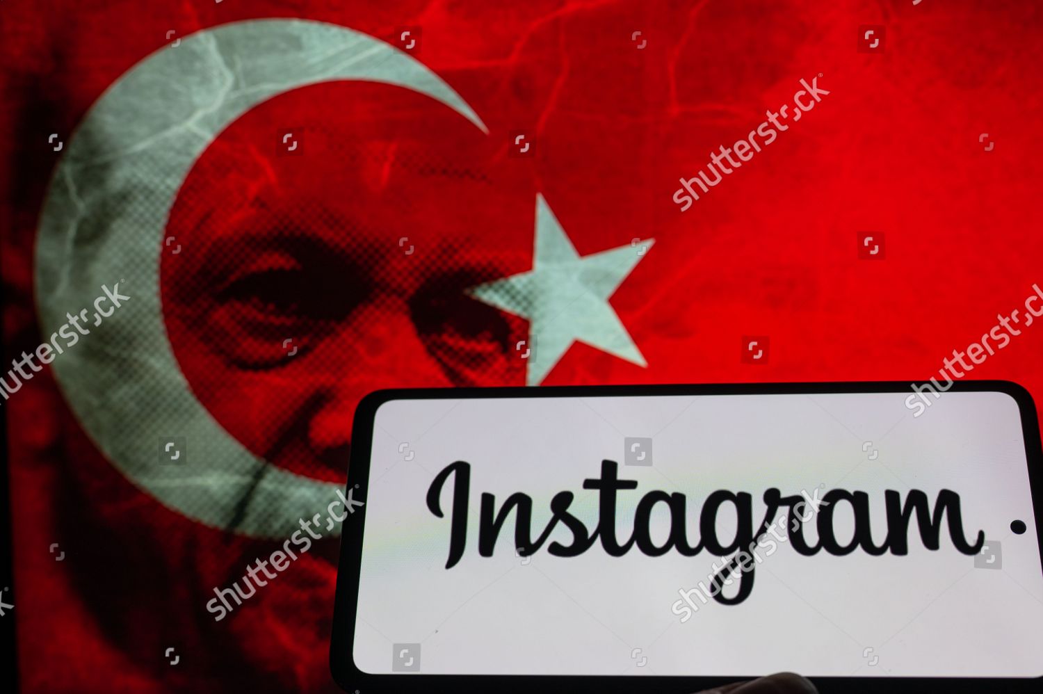 Turkeys Flag Displayed On Screen Instagram Editorial Stock Photo ...