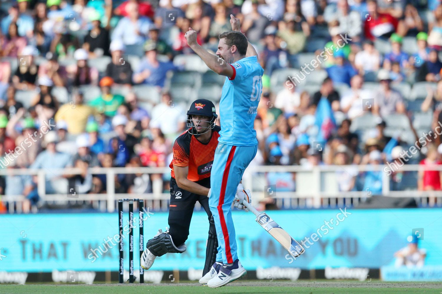 Anrich Nortje Pretoria Capitals Celebrates Wicket Editorial Stock Photo ...