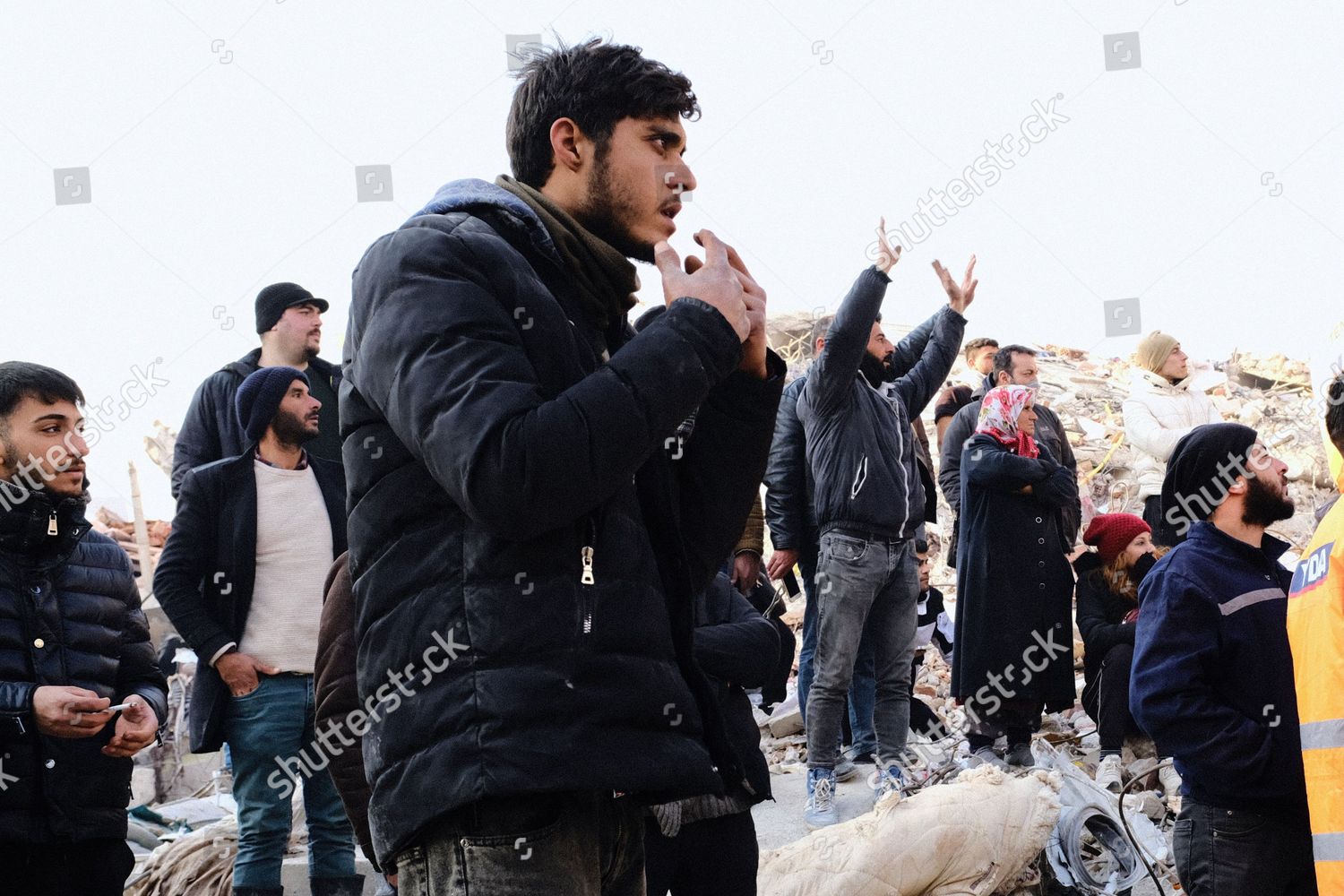 People On Rubbles Collapsed Building After Editorial Stock Photo ...
