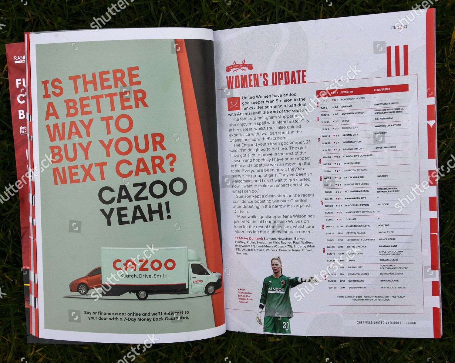 Cazoo Advert Match Programme Editorial Stock Photo - Stock Image ...