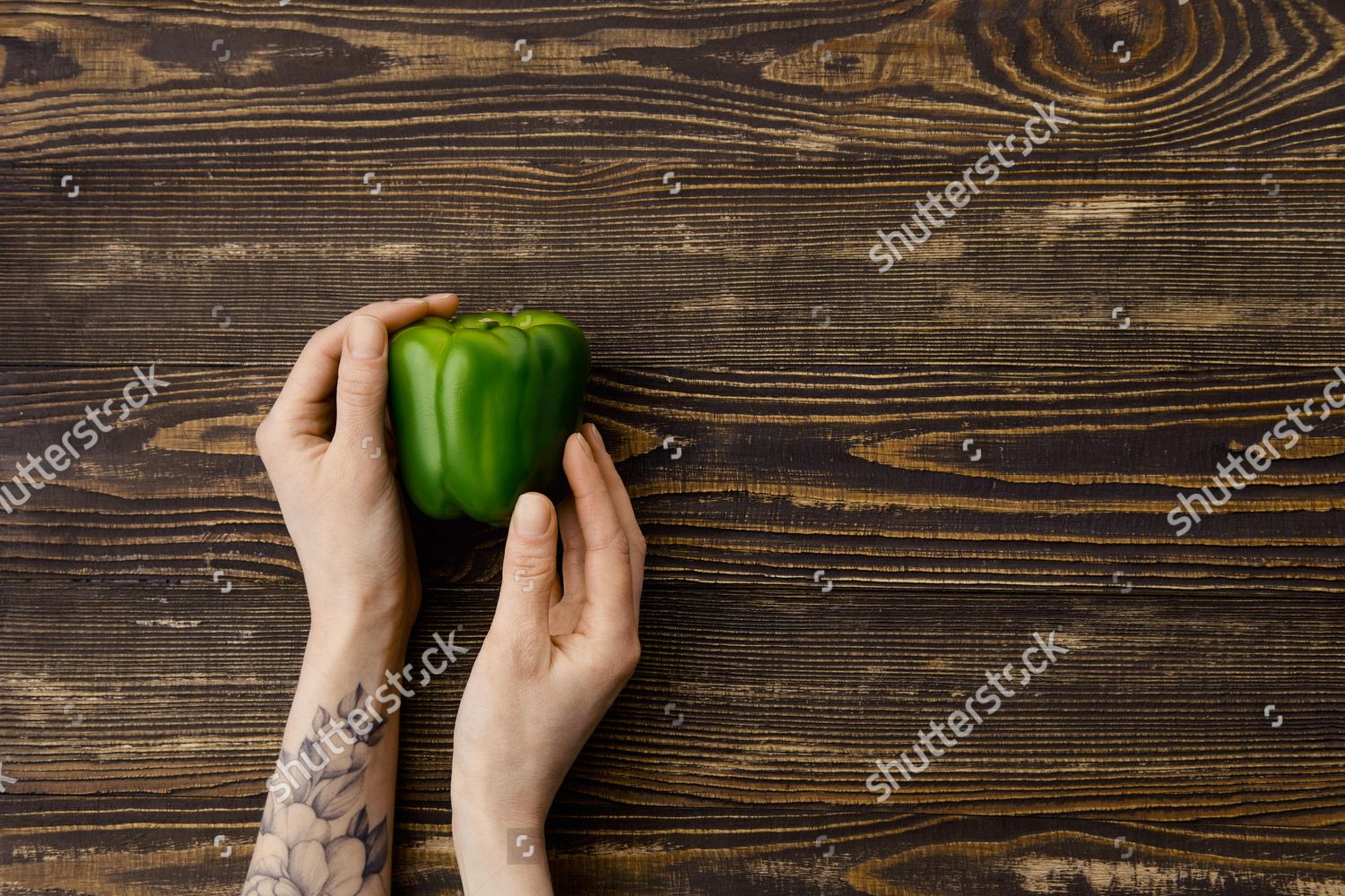 Overhead View Fresh Green Bell Pepper Editorial Stock Photo - Stock ...
