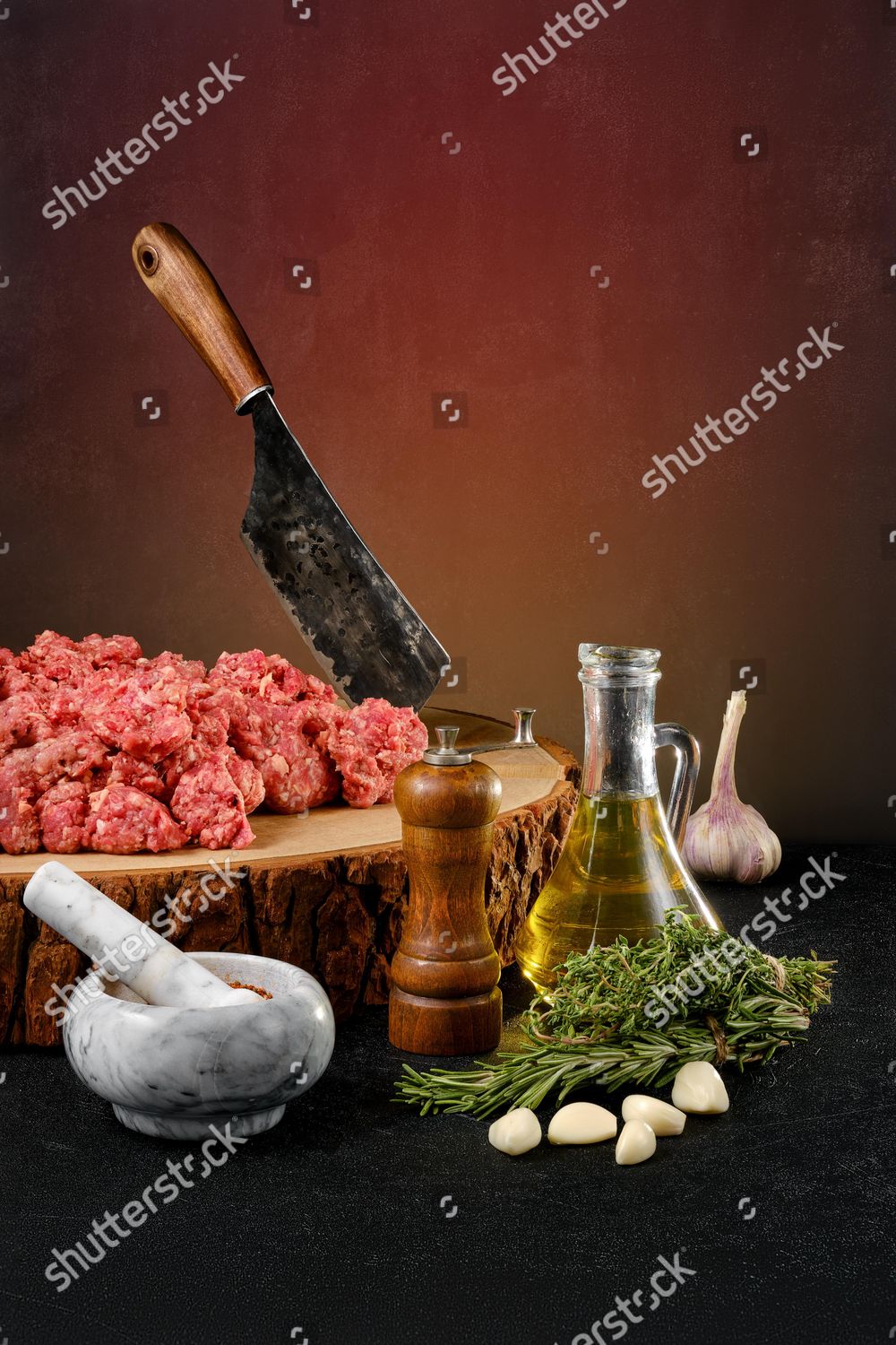 Chopped Butcher Cleaver Lamb Ground Meat Editorial Stock Photo - Stock ...