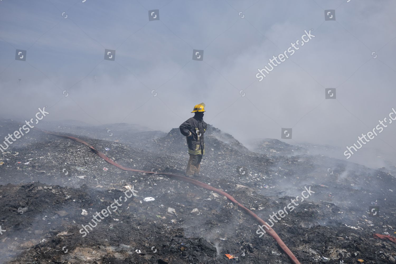Firefighter Stands Amidst Heavy Smoke Burning Editorial Stock Photo ...