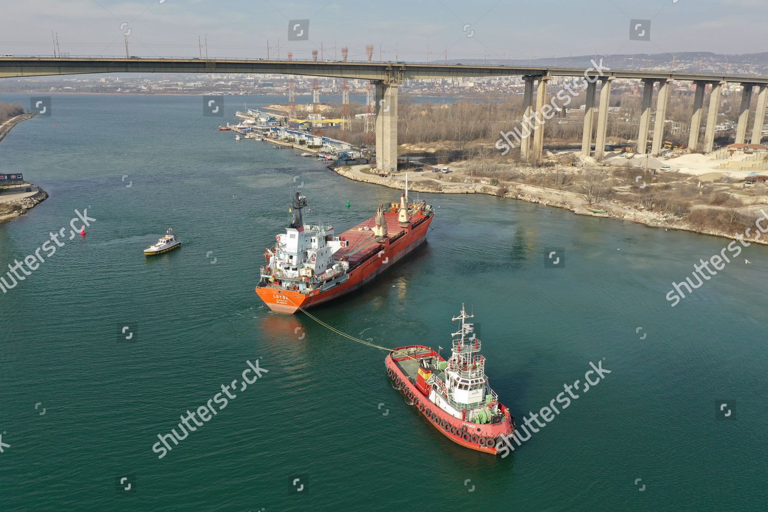 Tug Boat Tries Salvage Cargo Ship Editorial Stock Photo - Stock Image ...
