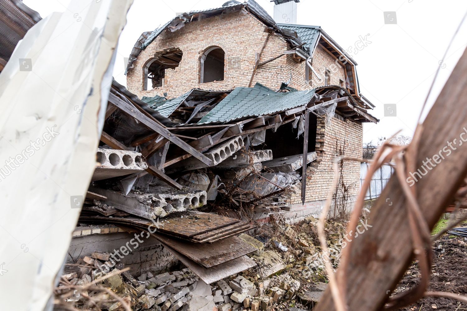 Bombarded House Where Renovation Work Yet Editorial Stock Photo - Stock ...