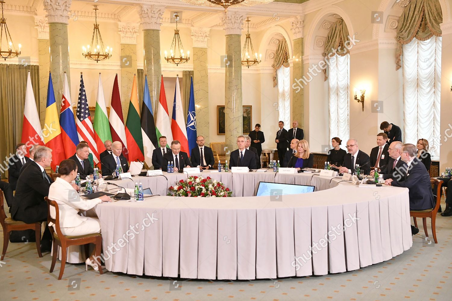 Leaders Attend Summit Nato Bucharest Nine Editorial Stock Photo - Stock ...