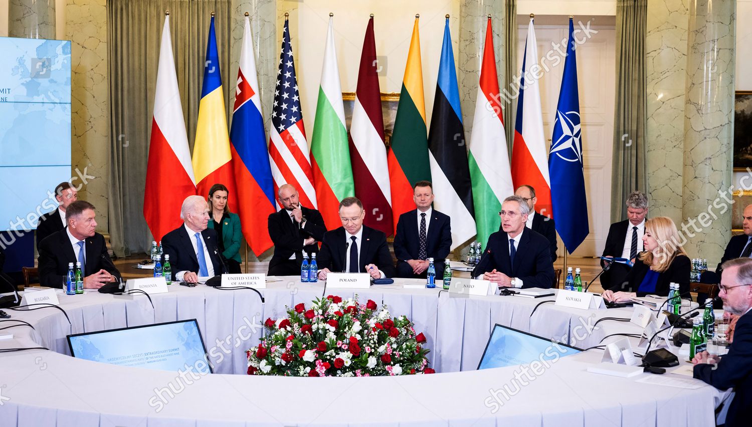 Leaders Attend Summit Nato Bucharest Nine Editorial Stock Photo - Stock ...