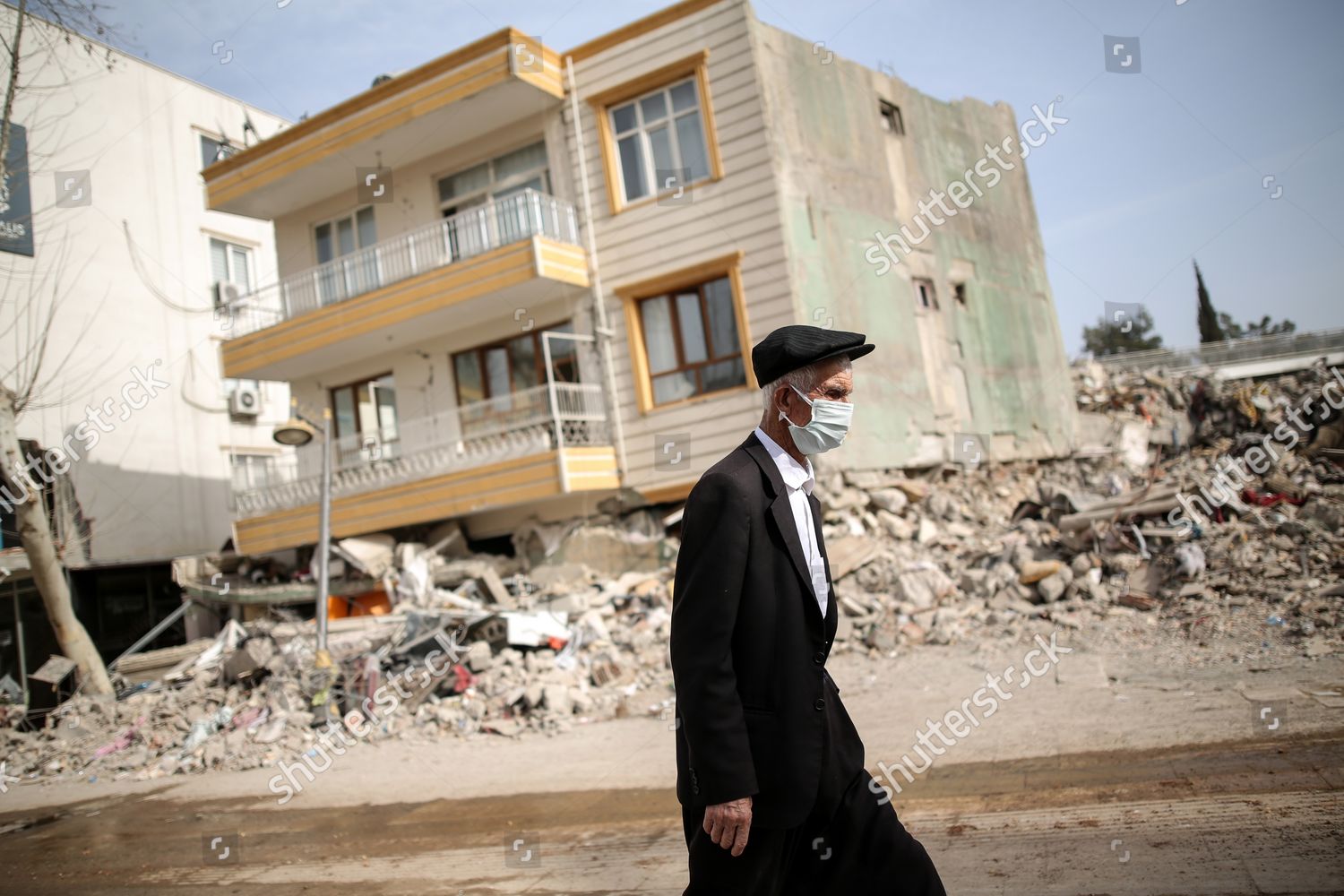 Man Walks Front Collapsed Buildings Aftermath Editorial Stock Photo ...