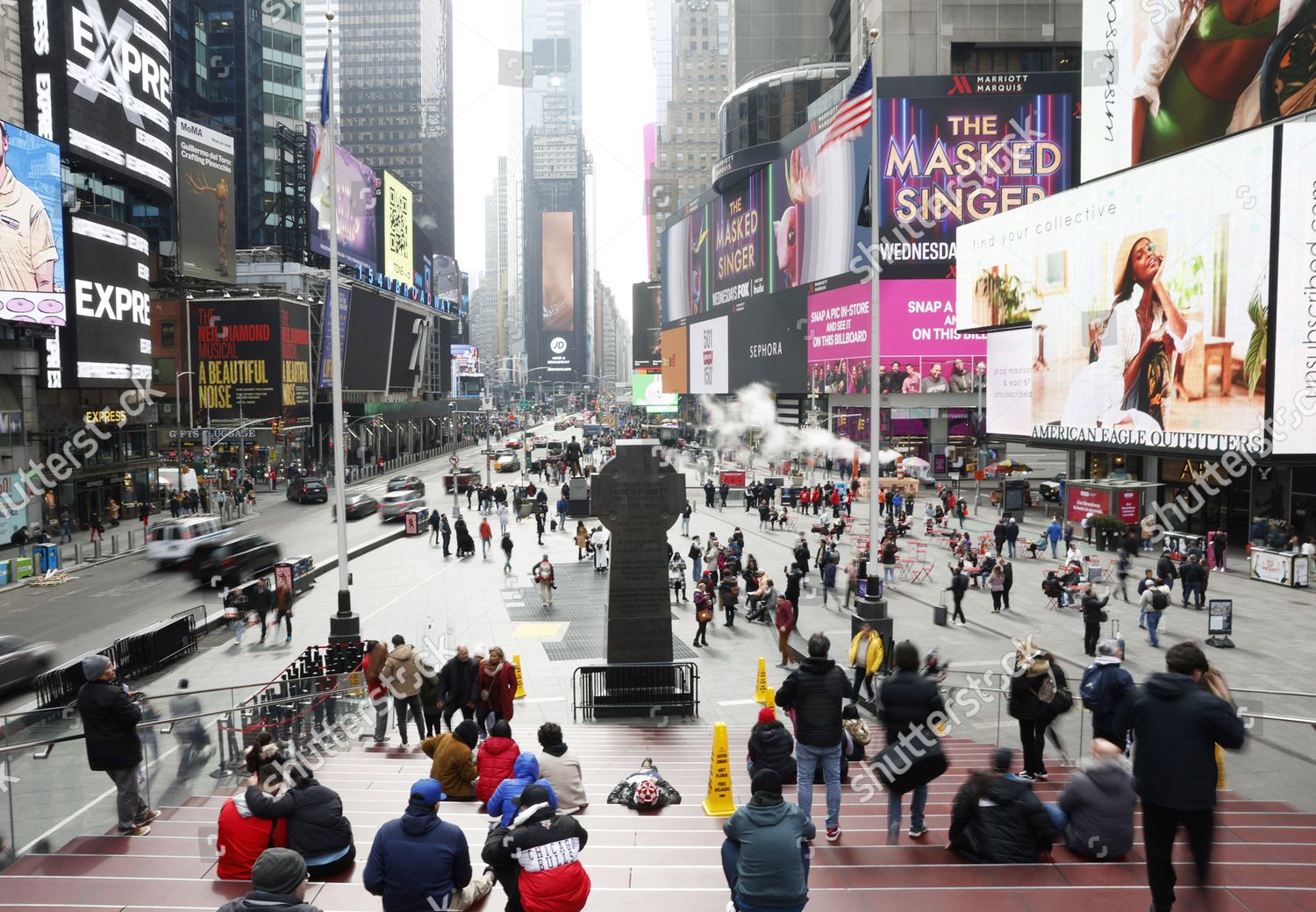 Pedestrians Walk Times Square New York Editorial Stock Photo - Stock ...