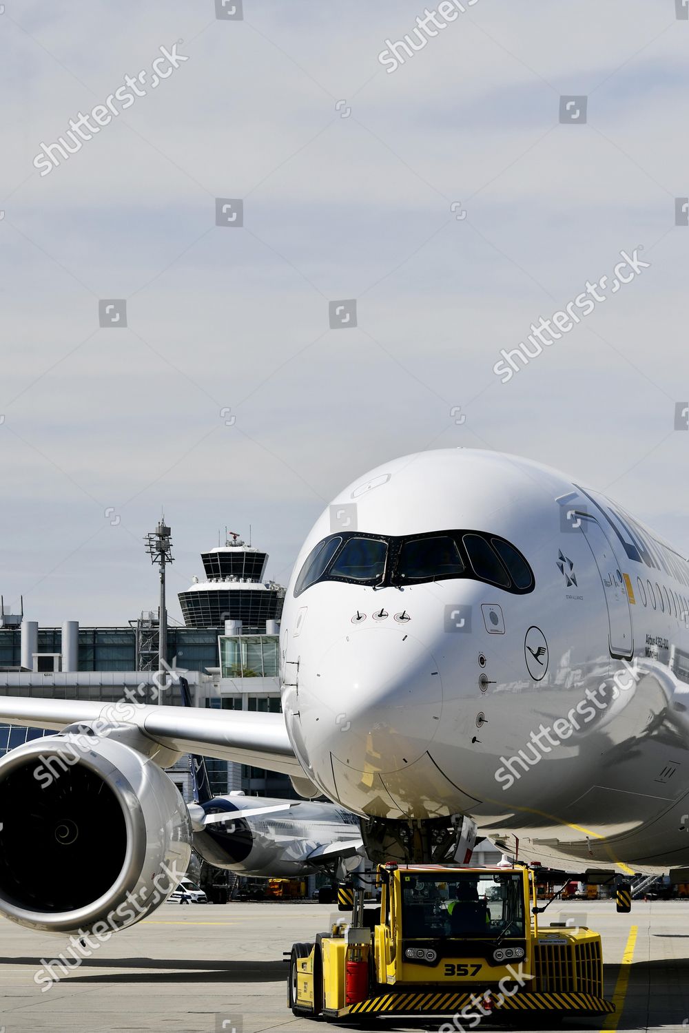 Lufthansa Airbus A350900 Towing Pushback Truck Editorial Stock Photo ...
