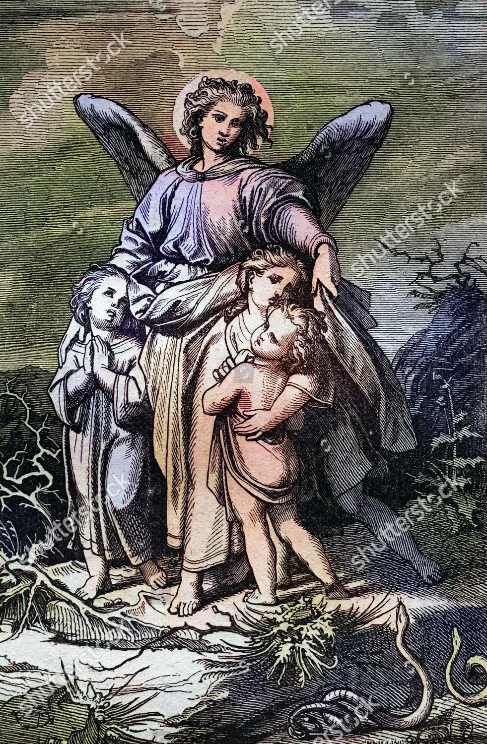 Biblical Story Guardian Angel Angel Children Editorial Stock Photo ...