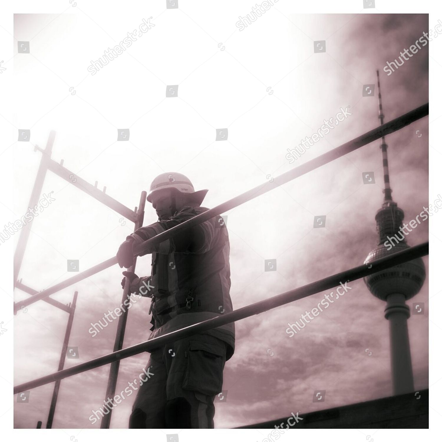 Firefighter On Scaffolding During Operation During Editorial Stock ...