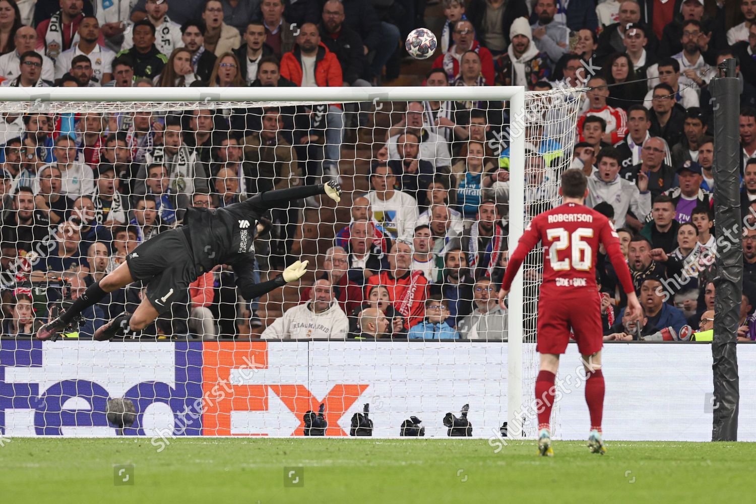 Liverpool Goalkeeper Alisson Becker Saves Shot Editorial Stock Photo ...