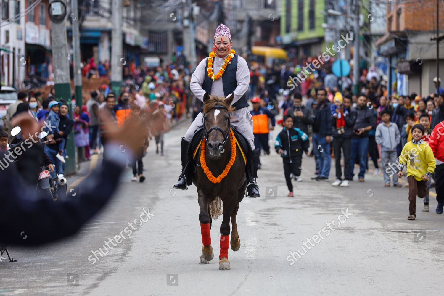 Astaman Maharjan Rides Horse Towards Balkumari Editorial Stock Photo ...