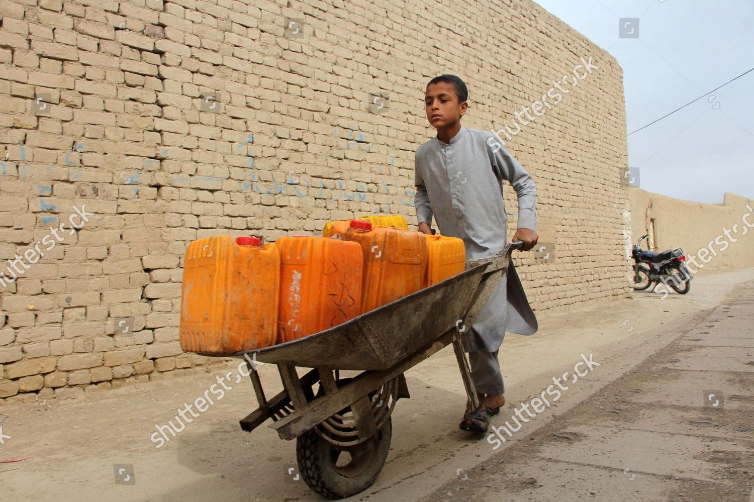 Boy Carries Jerry Cans Fill Them Editorial Stock Photo - Stock Image ...