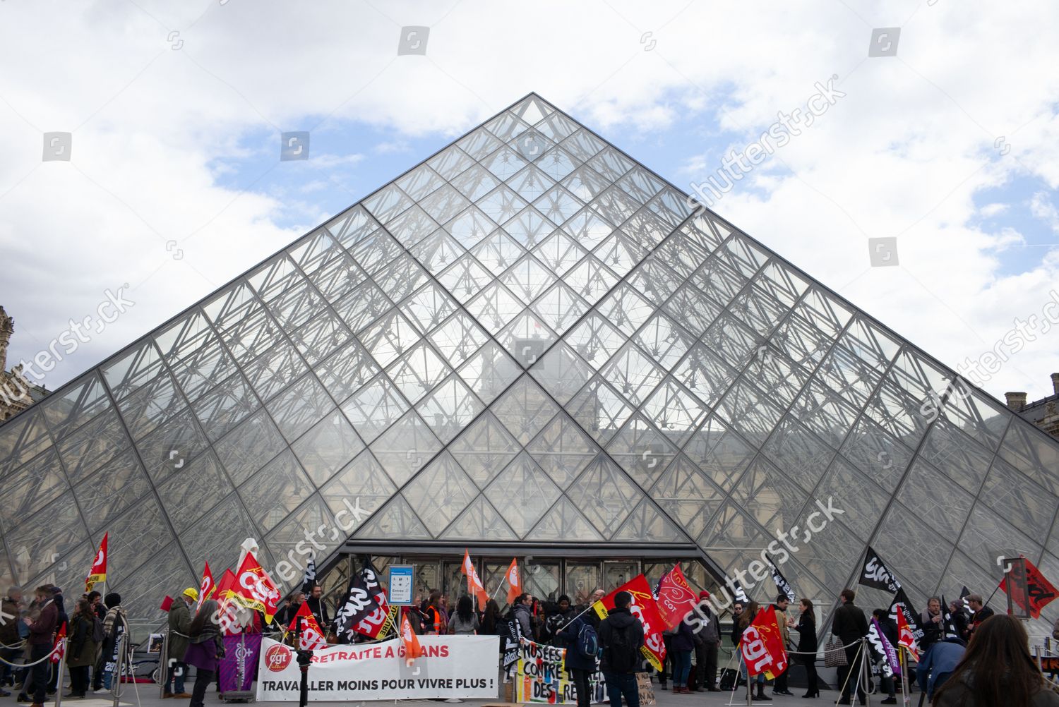 Employees Hold Banners Unions Flags They Editorial Stock Photo - Stock ...