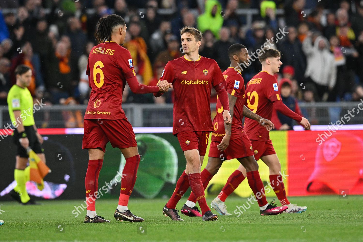 Romas Players Celebrate After Scoring Goal Editorial Stock Photo ...