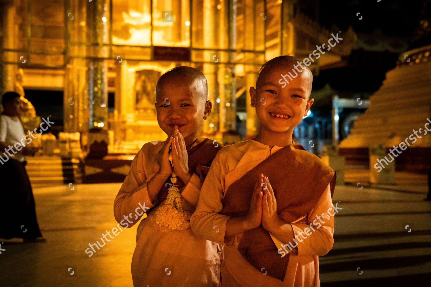 Young Nun Monk Smile Portrait Shwedagon Editorial Stock Photo - Stock Image | Shutterstock