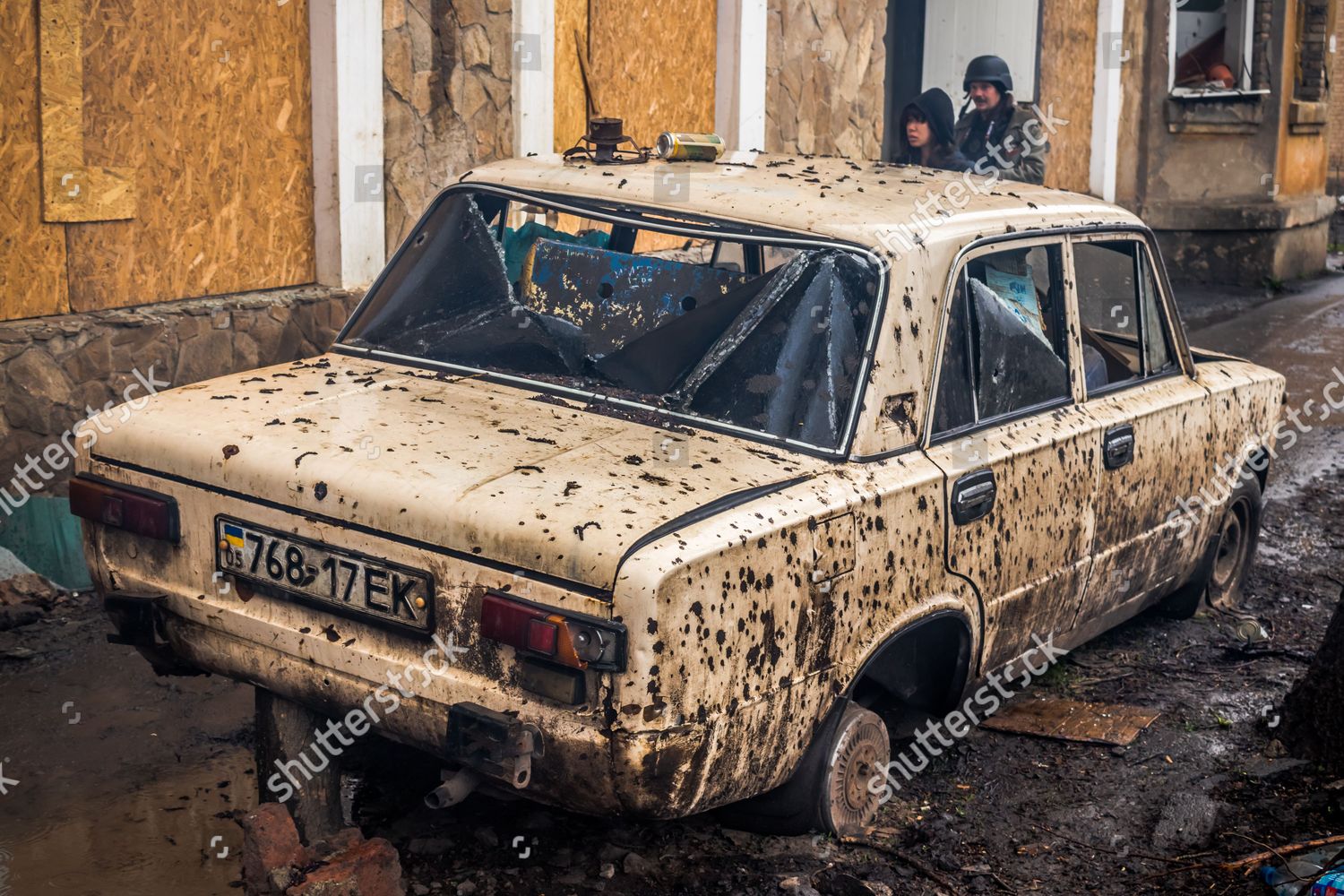 Destroyed Lada Automobile On Streets City Editorial Stock Photo - Stock ...