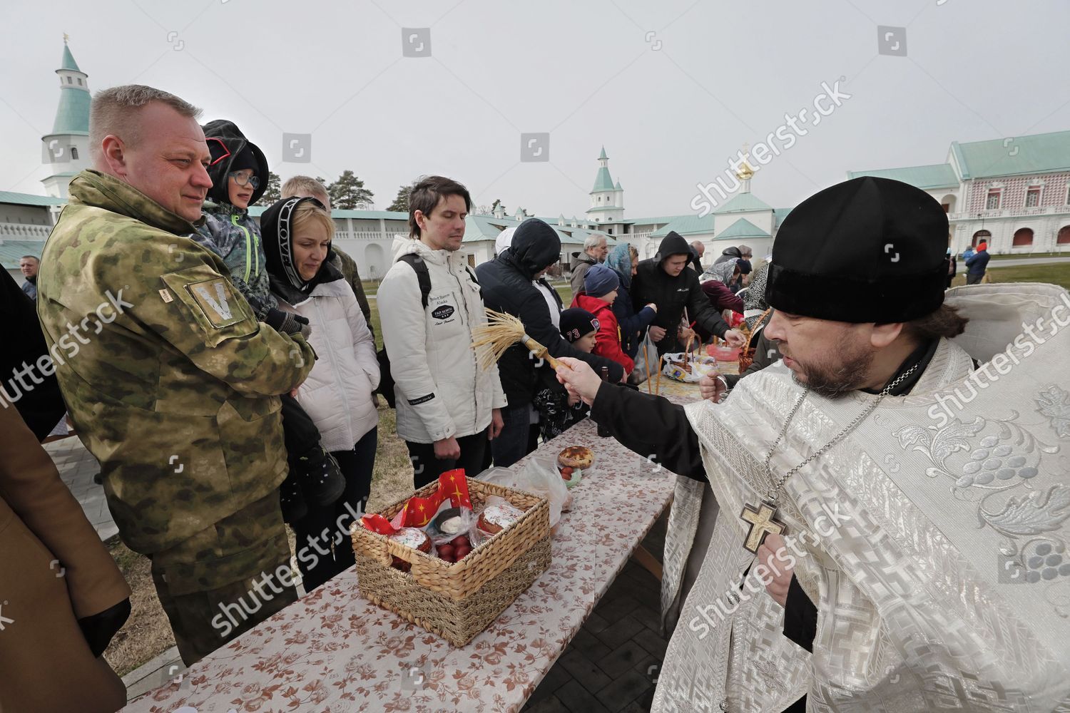 Russian Orthodox Priest Sprinkles Easter Food Editorial Stock Photo ...
